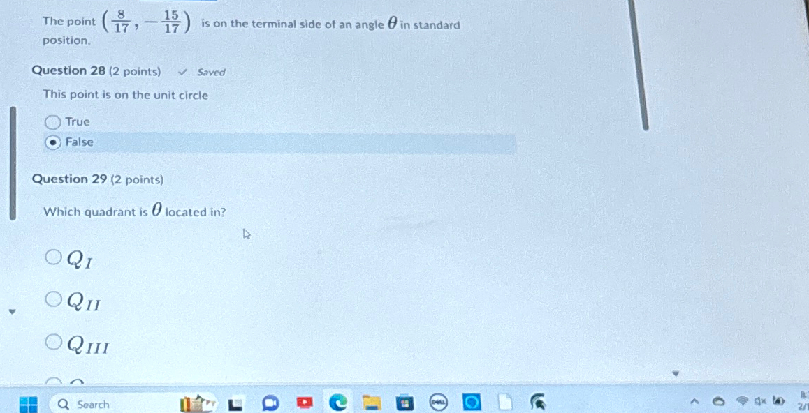 Solved The point (817,-1517) ﻿is on the terminal side of an | Chegg.com