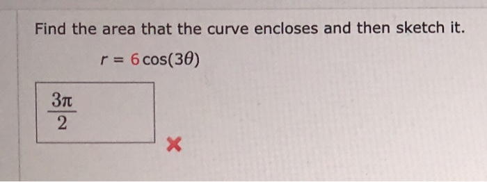 Solved Find the area that the curve encloses and then sketch | Chegg.com