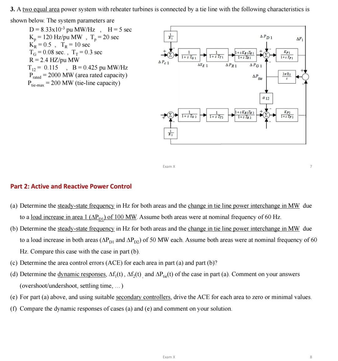 3. A two equal area power system with reheater | Chegg.com