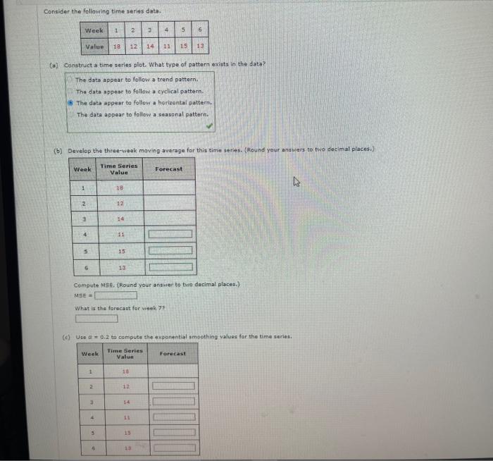 Solved Consider the following time series data. (a) | Chegg.com