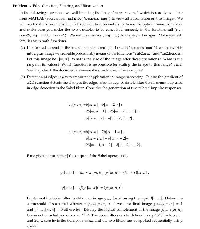 Solved Problem 1. ﻿Edge detection, Filtering, and | Chegg.com
