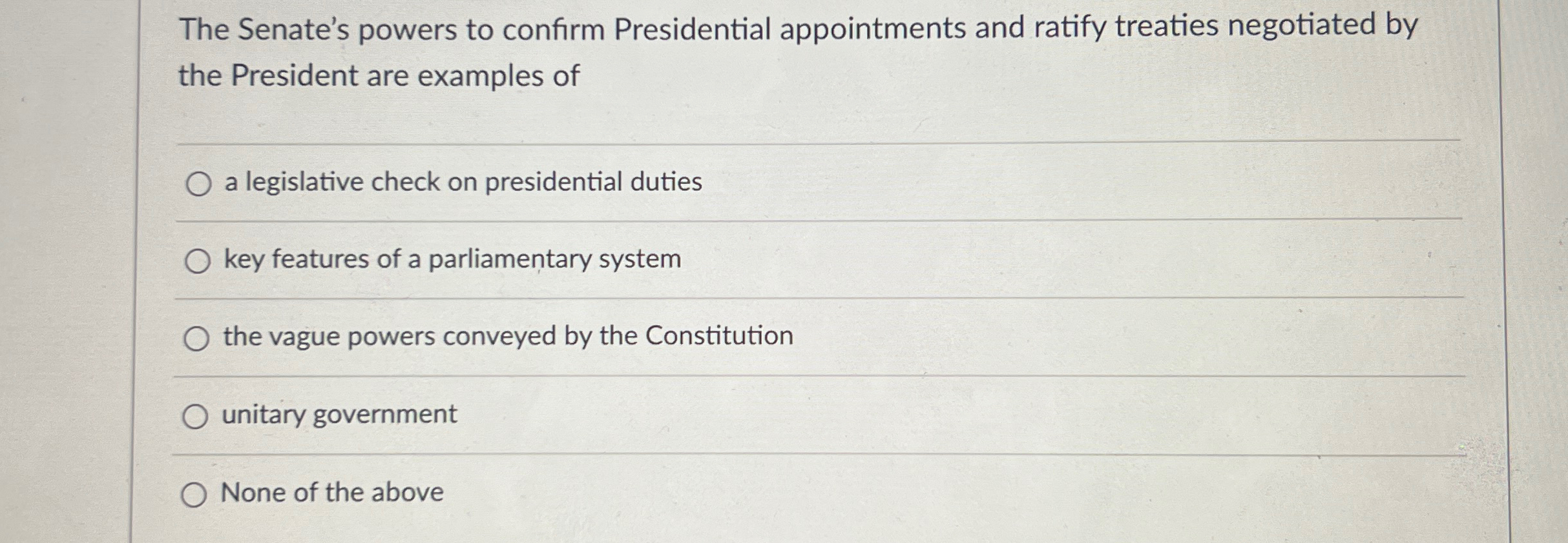 Solved The Senate's powers to confirm Presidential | Chegg.com