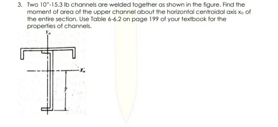 3. Two 10"-15.3 lb channels are welded together as | Chegg.com