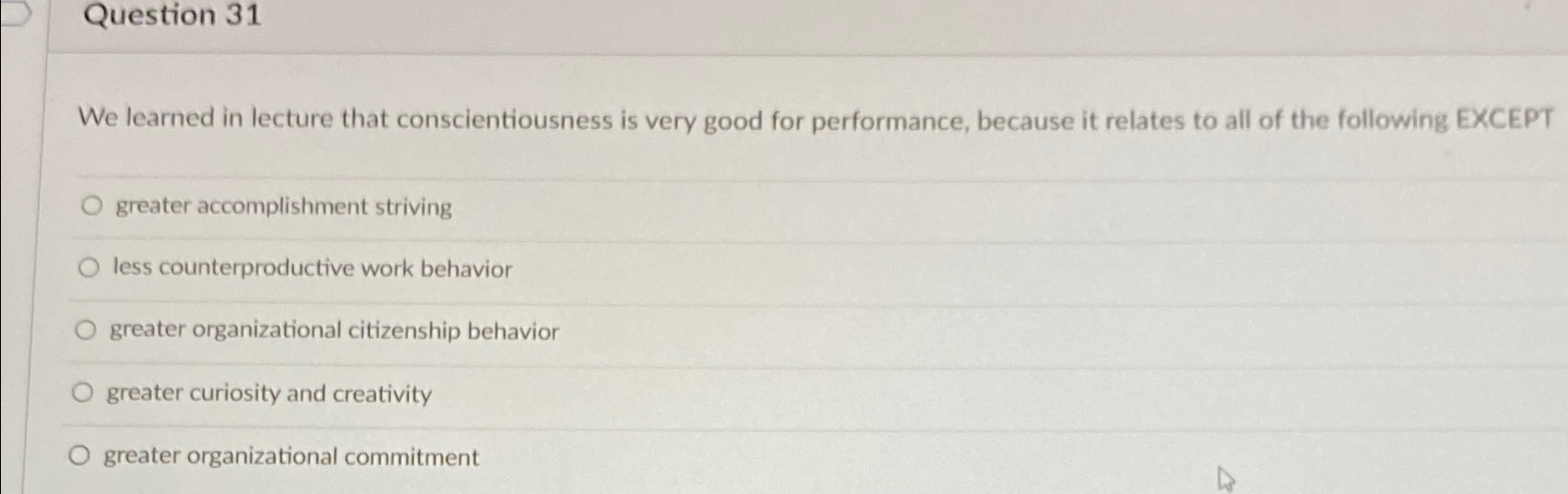 Solved Question 31We learned in lecture that | Chegg.com