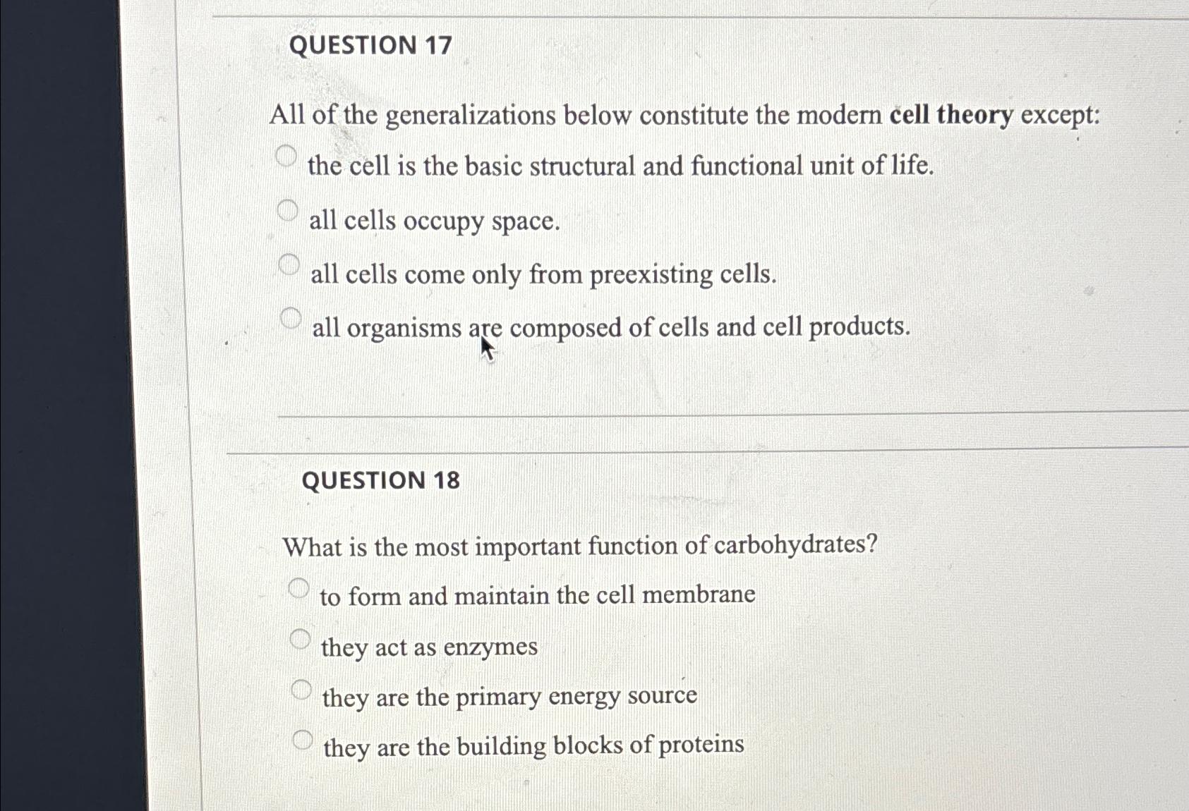 Solved QUESTION 17All of the generalizations below | Chegg.com