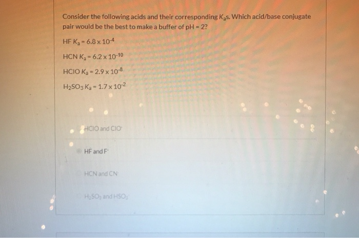 Solved Which acid /conjugate base pairs could not be a | Chegg.com