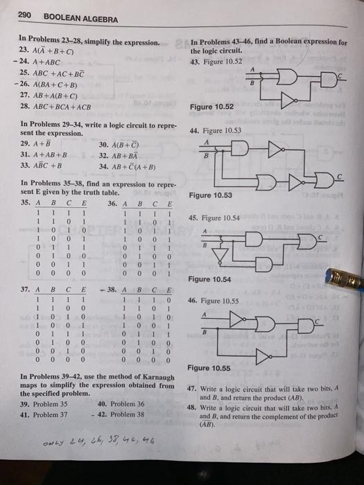 Solved 290 BOOLEAN ALGEBRA In Problems 43-46, find a Boolean | Chegg.com