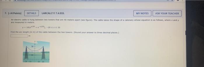 Solved 7. H4 Points) DETAILS LARCALC11 74.033 MY NOTES ASK | Chegg.com