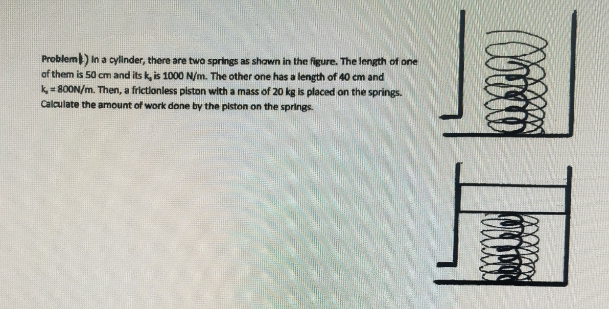 Solved Problem l) ﻿In a cyllinder, there are two springs as | Chegg.com