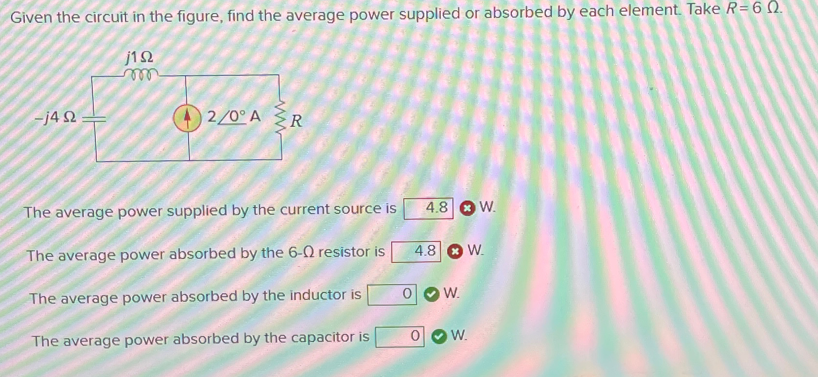 Solved Given the circuit in the figure, find the average | Chegg.com