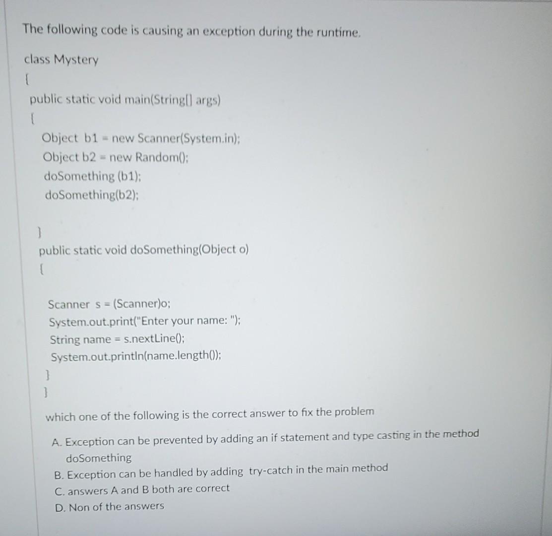 Solved The following code is causing an exception during the | Chegg.com