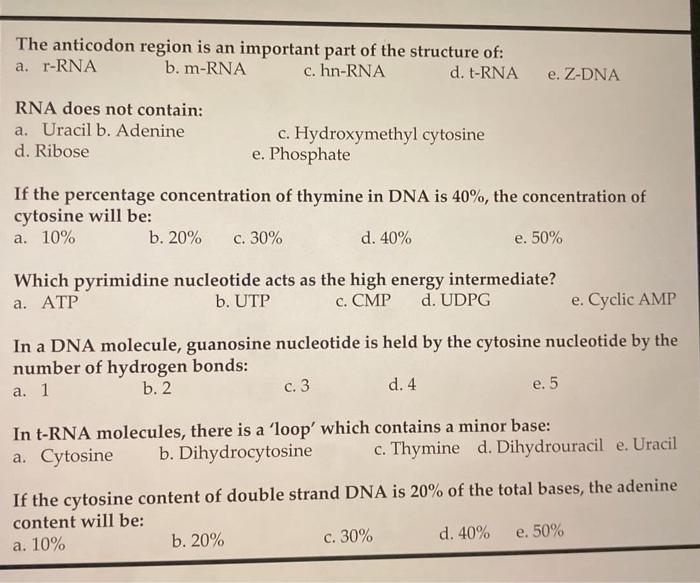 Solved In every cell, the number of tRNA molecules is at | Chegg.com