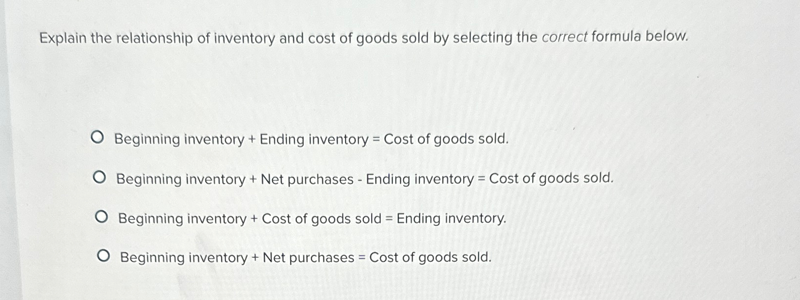 Solved Explain the relationship of inventory and cost of | Chegg.com
