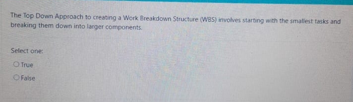Solved The Top Down Approach to creating a Work Breakdown | Chegg.com