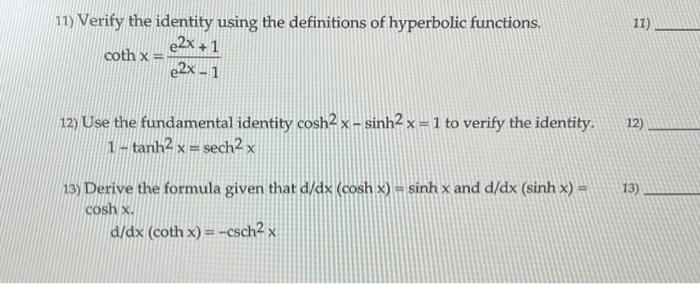 Solved 11) Verify the identity using the definitions of | Chegg.com