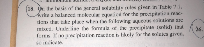 Solved (18. On the basis of the general solubility rules | Chegg.com