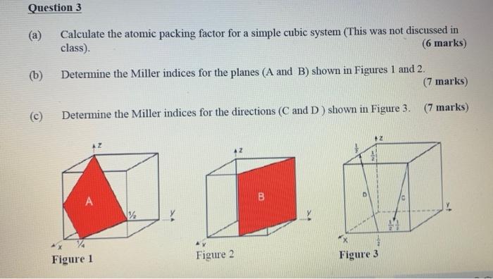 (a) Calculate the atomic packing factor for a simple | Chegg.com
