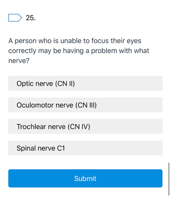 Solved D 25. A person who is unable to focus their eyes | Chegg.com