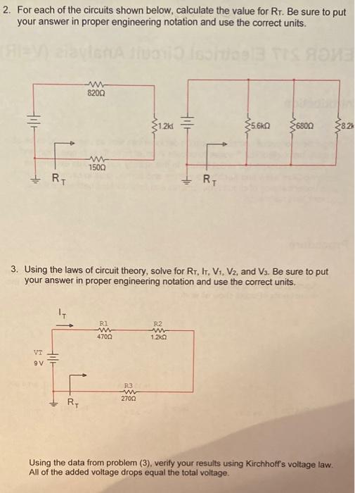 Solved 2. For each of the circuits shown below, calculate | Chegg.com