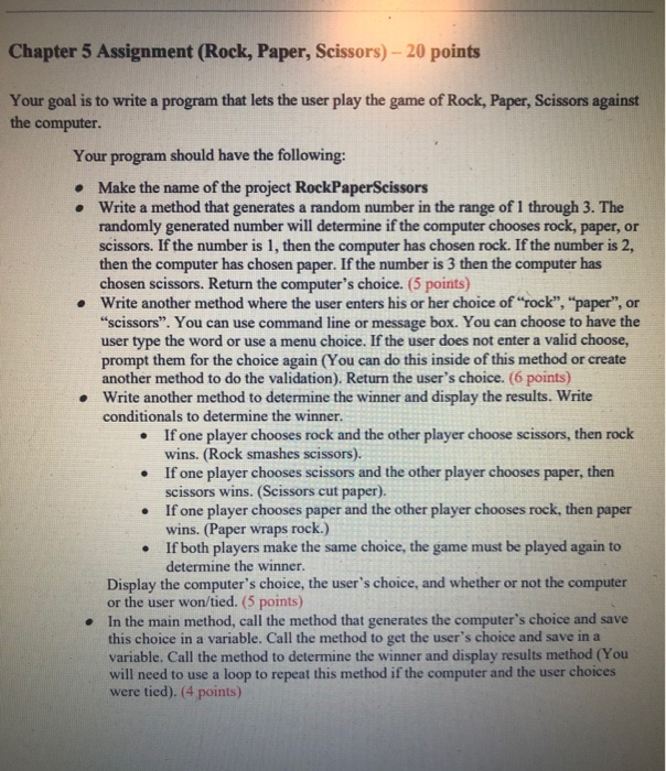 Solved Chapter 5 Assignment (Rock, Paper, Scissors) – 20 | Chegg.com