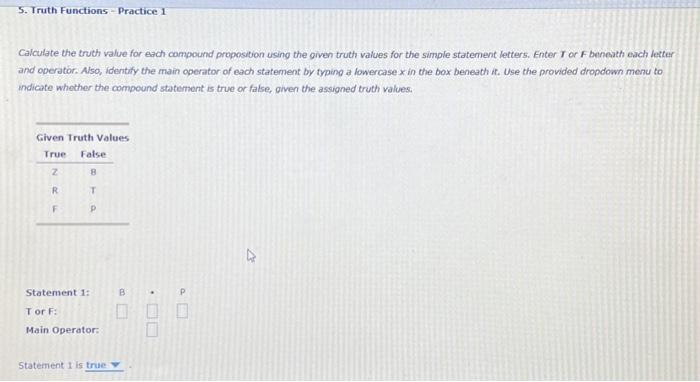 Statement 2 isCalculate the truth value for each | Chegg.com
