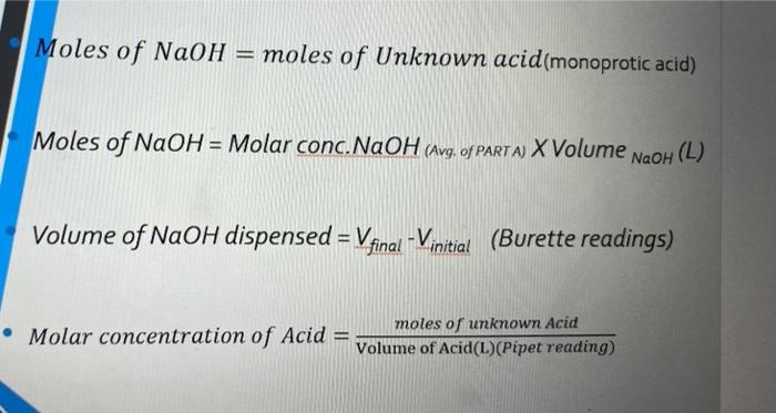 Solved Part A. Standardization of NaOH Molar Mass of | Chegg.com