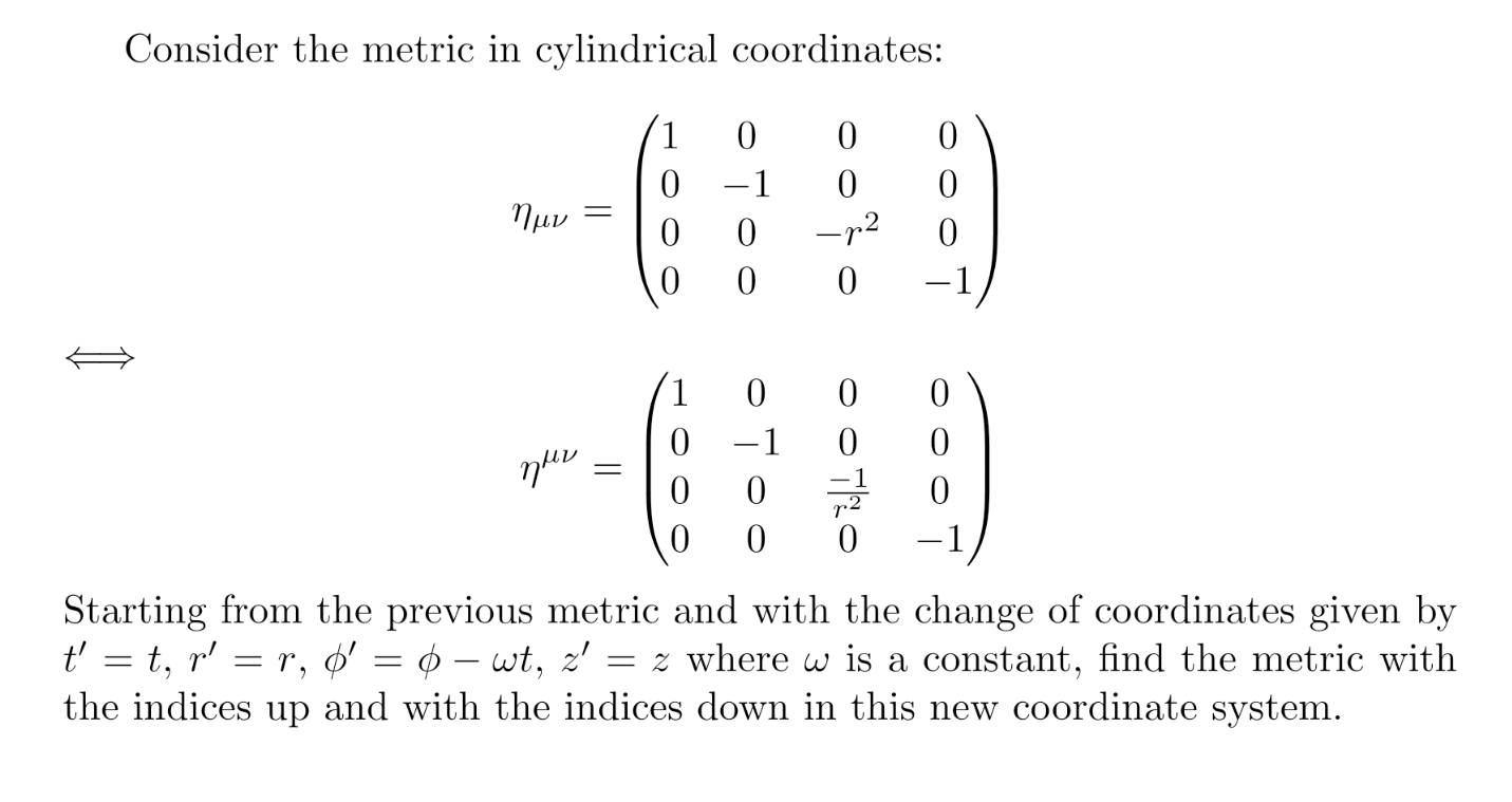 Solved Consider the metric in cylindrical | Chegg.com