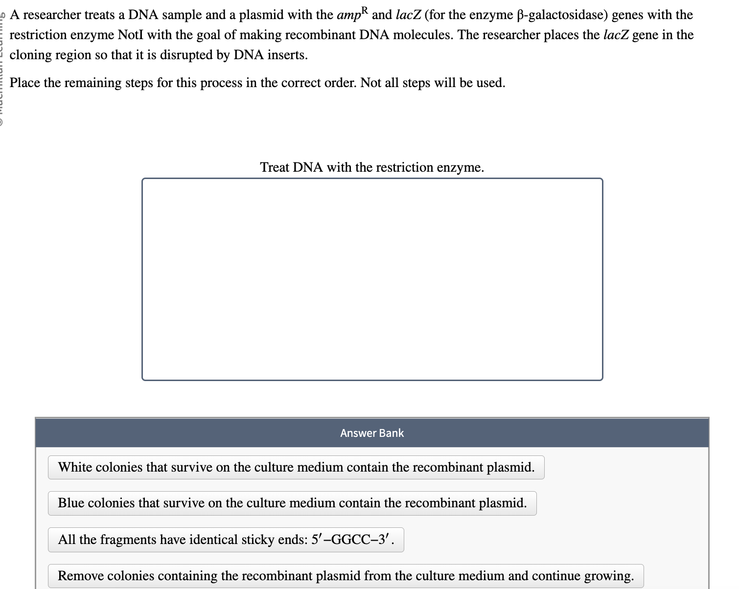 Solved A researcher treats a DNA sample and a plasmid with | Chegg.com