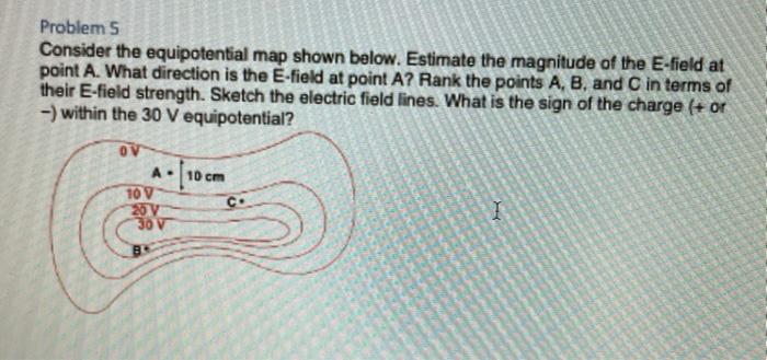 Solved Problems Consider the equipotential map shown below. | Chegg.com