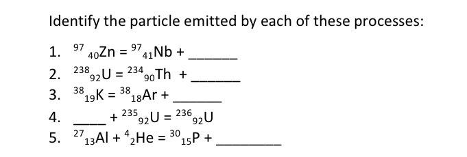 Solved Identify the particle emitted by each of these | Chegg.com