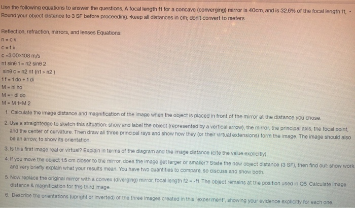 Solved Use the following equations to answer the questions. | Chegg.com