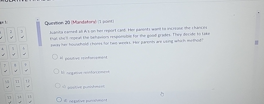 Solved ge 1:Question 20 (Mandatory) (1 ﻿point)Juanita earned | Chegg.com
