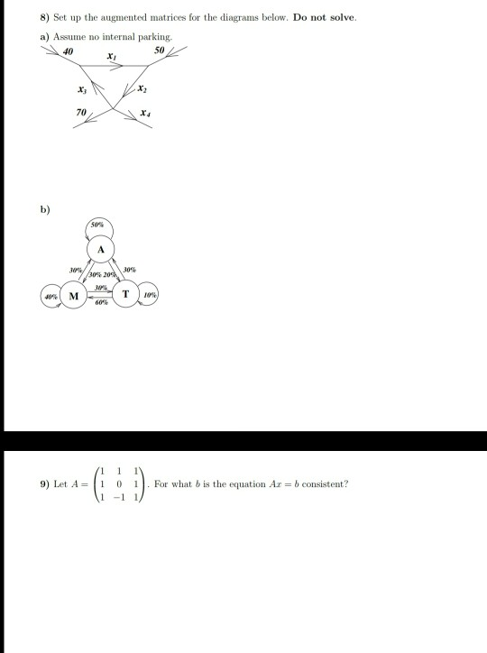 Solved 8) Set up the augmented matrices for the diagrams | Chegg.com