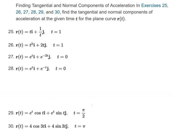 Solved Finding Tangential and Normal Components of | Chegg.com