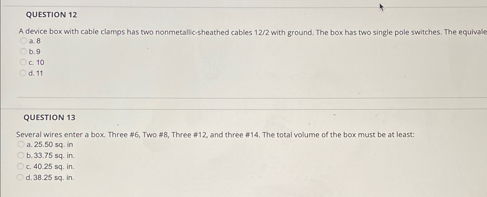 Solved QUESTION 12A device box with cable clamps has two | Chegg.com