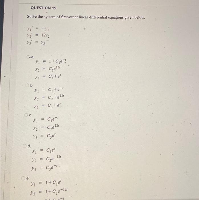 Solved Solve the system of first-order linear differential | Chegg.com