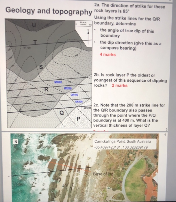 Solved 2a. The direction of strike for these Geology and | Chegg.com