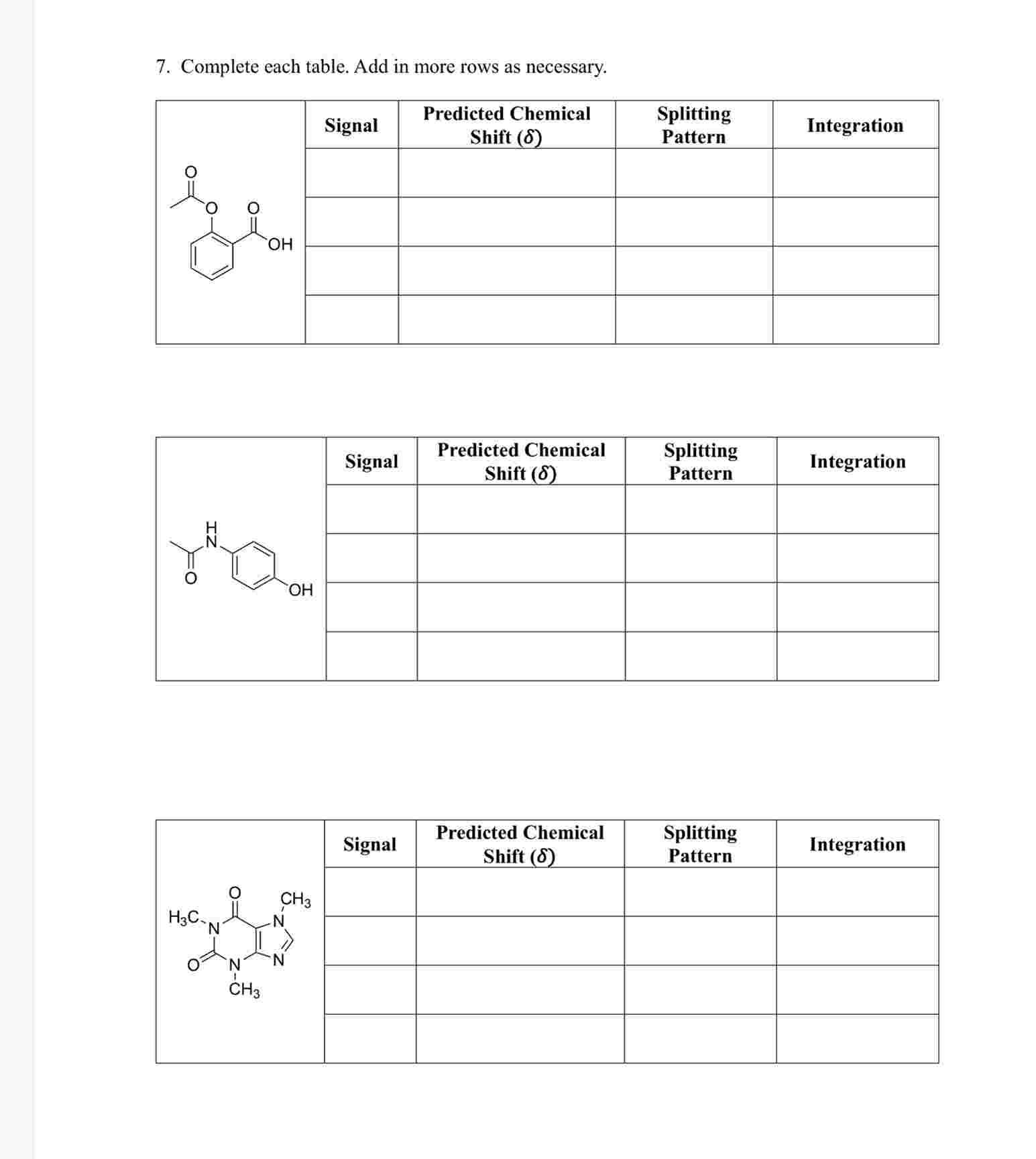 Solved complete each table. add in more rows if necessary. | Chegg.com