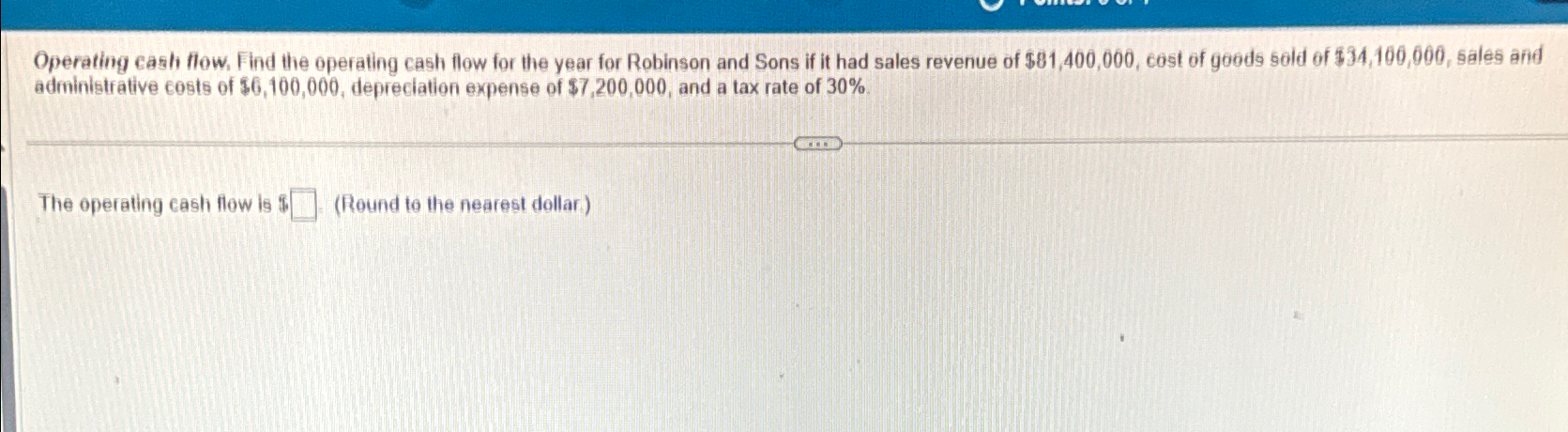 Solved Operating cash flow. Find the operating cash flow for | Chegg.com