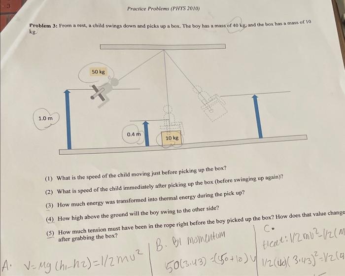 Solved Problem 3: From a rest, a child swings down and picks | Chegg.com