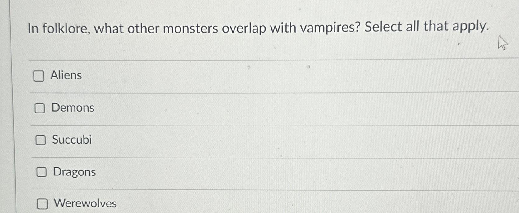 Solved In folklore, what other monsters overlap with | Chegg.com