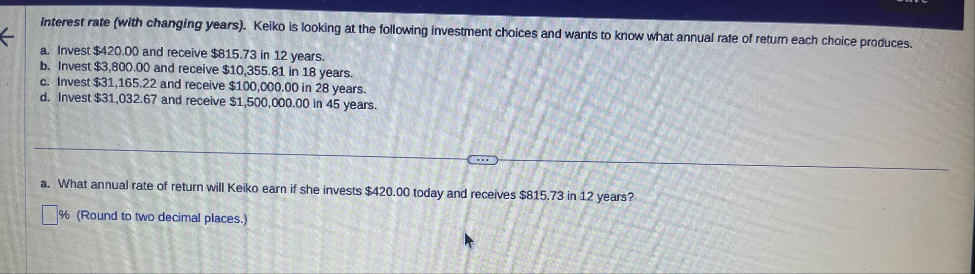 Solved Interest rate (with changing years). ﻿Keiko is | Chegg.com