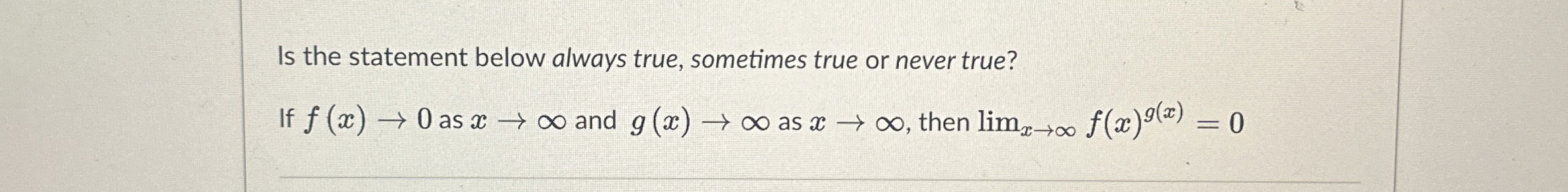 Is the statement below always true, sometimes true or | Chegg.com