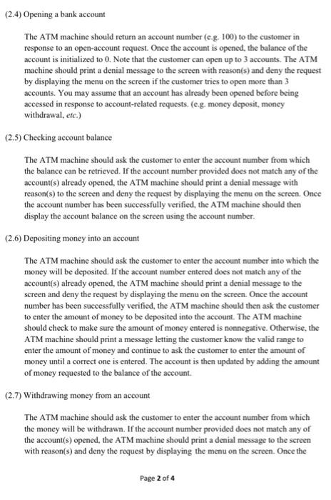 Solved C++ ATM Program Project CodingPlease refer to the | Chegg.com