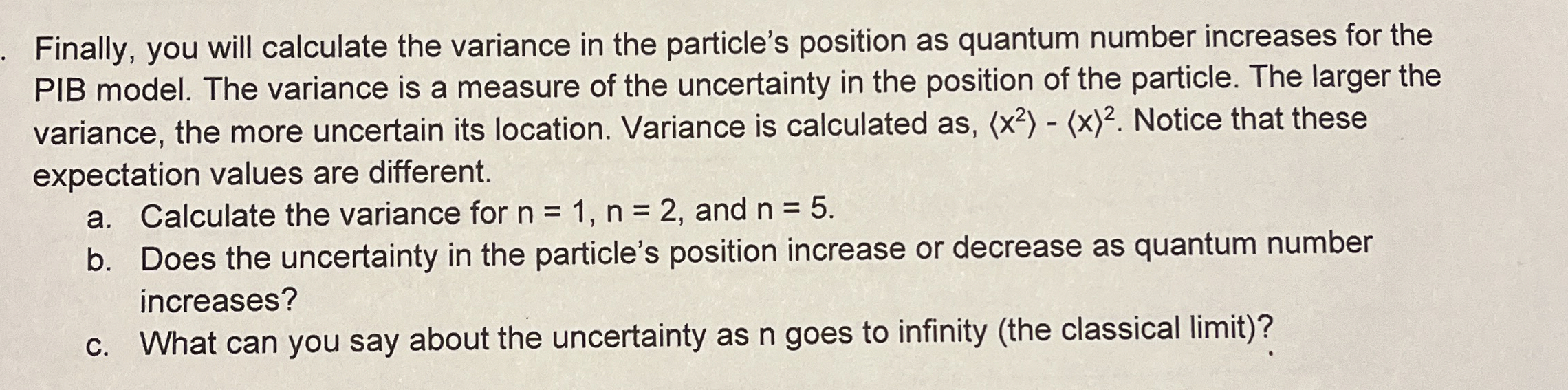 Solved Finally, you will calculate the variance in the | Chegg.com