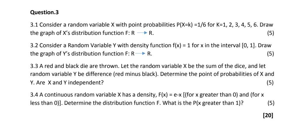 Solved Question.3 3.1 Consider a random variable \\( X \\) | Chegg.com