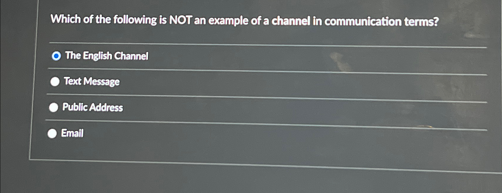 Solved Which of the following is NOT an example of a channel | Chegg.com