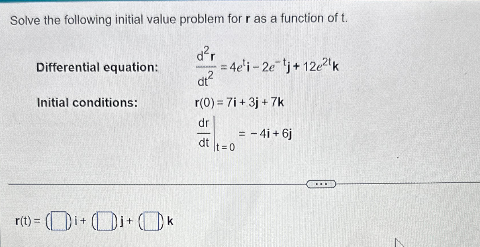 Solved Solve the following initial value problem for r ﻿as a | Chegg.com