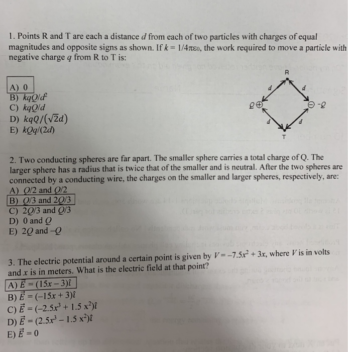 Solved 1. Points R and T are each a distance d from each of | Chegg.com