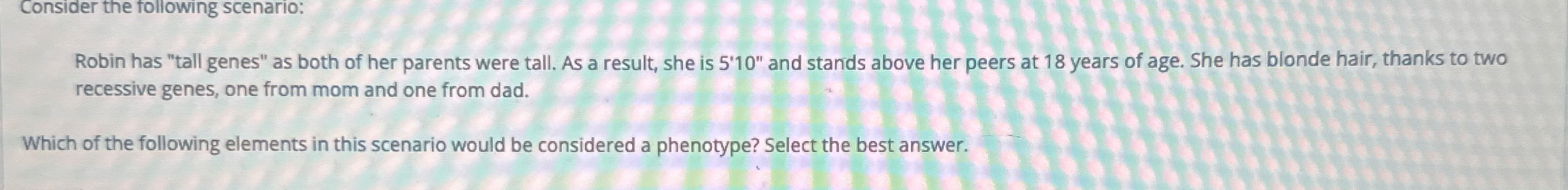 Solved Consider the following scenario:Robin has "tall | Chegg.com